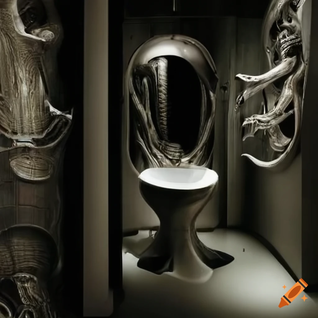 H.R. Giger-inspired alien bathroom design on Craiyon