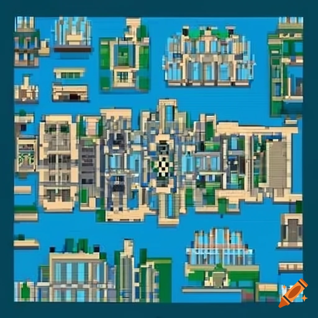 Detailed pixel art of a modern arabic city