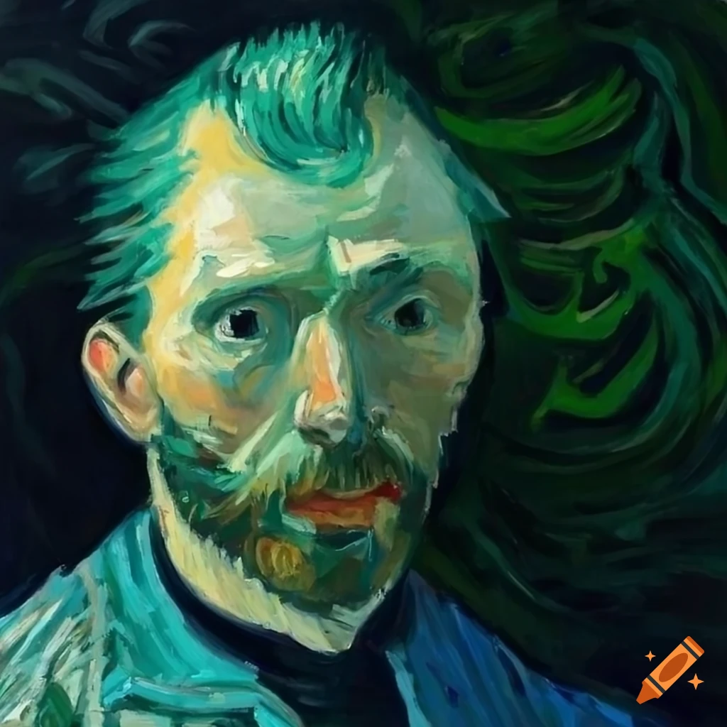 Portrait of a brachiosaurus in a van gogh style