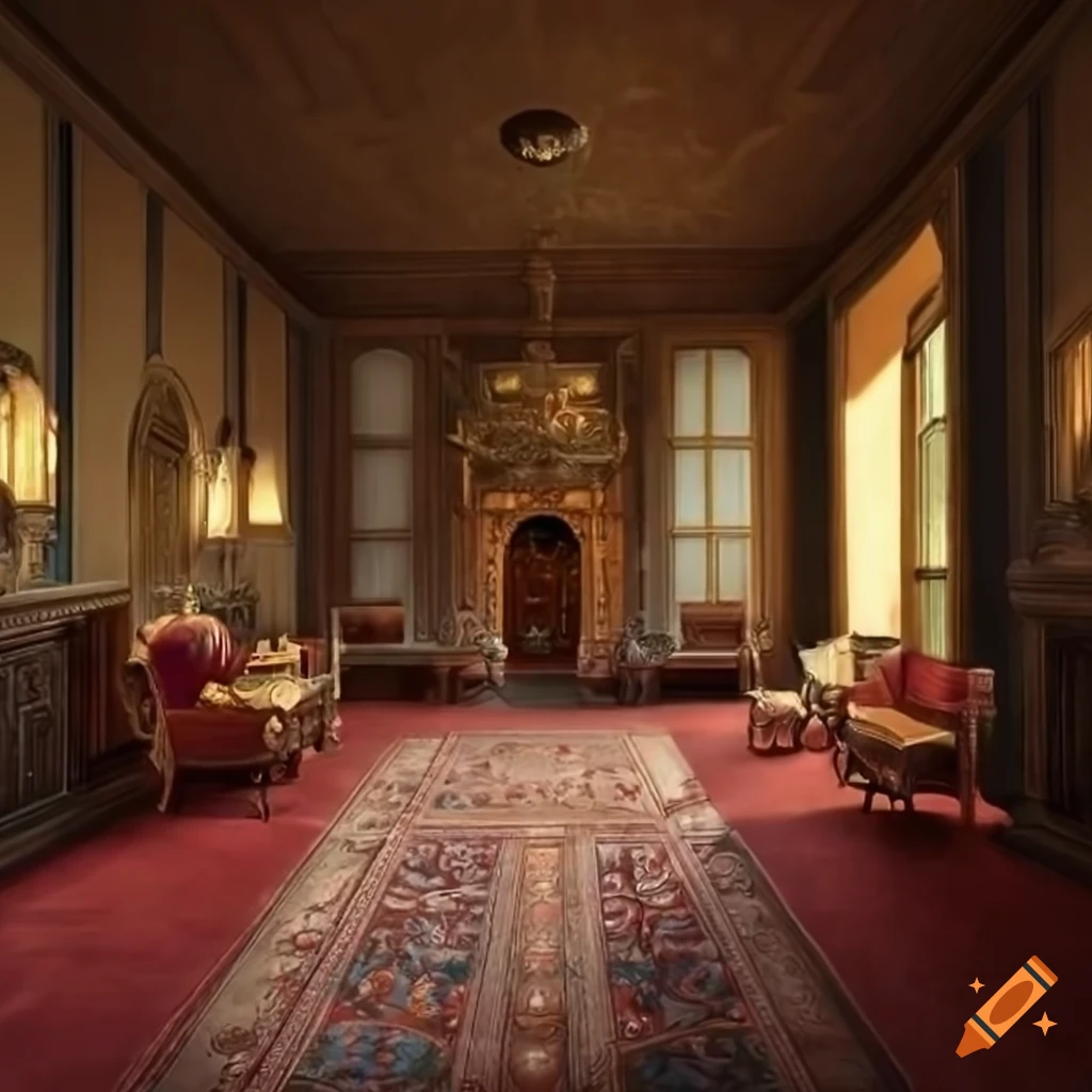 High fantasy manor house interior with grand staircase on Craiyon