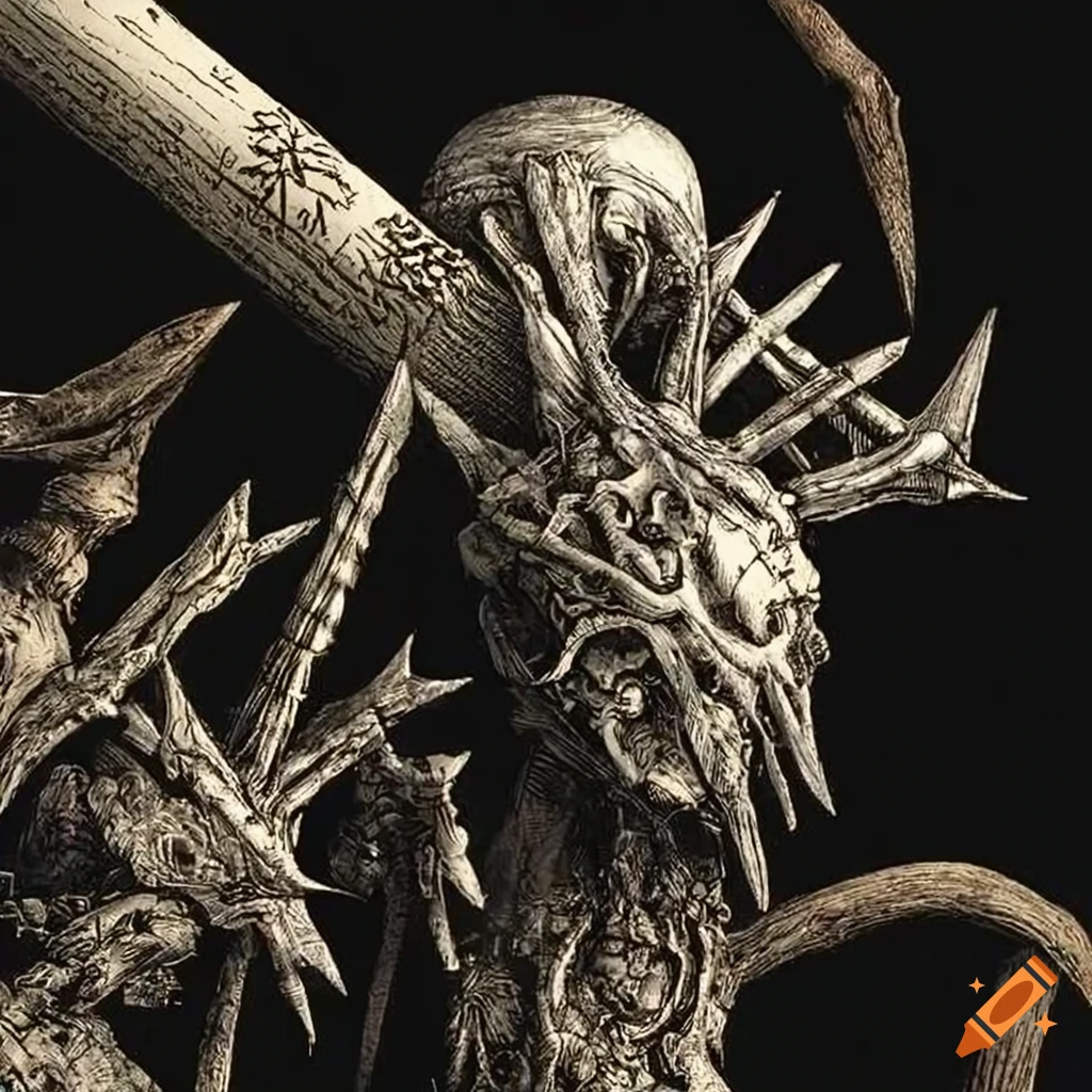 Intricate illustration of occult-inspired weaponry on Craiyon