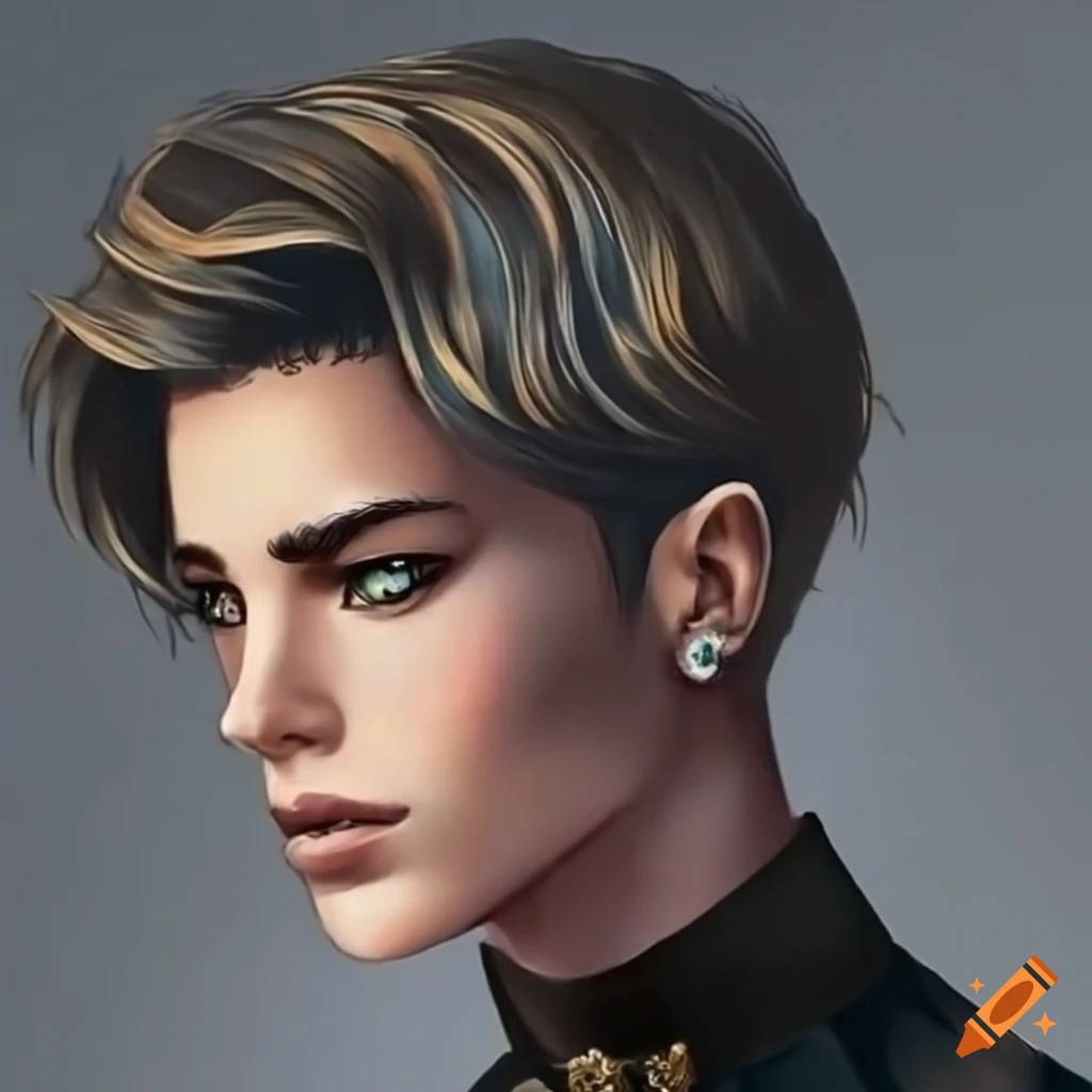 Portrait of a young prince with medium length hair