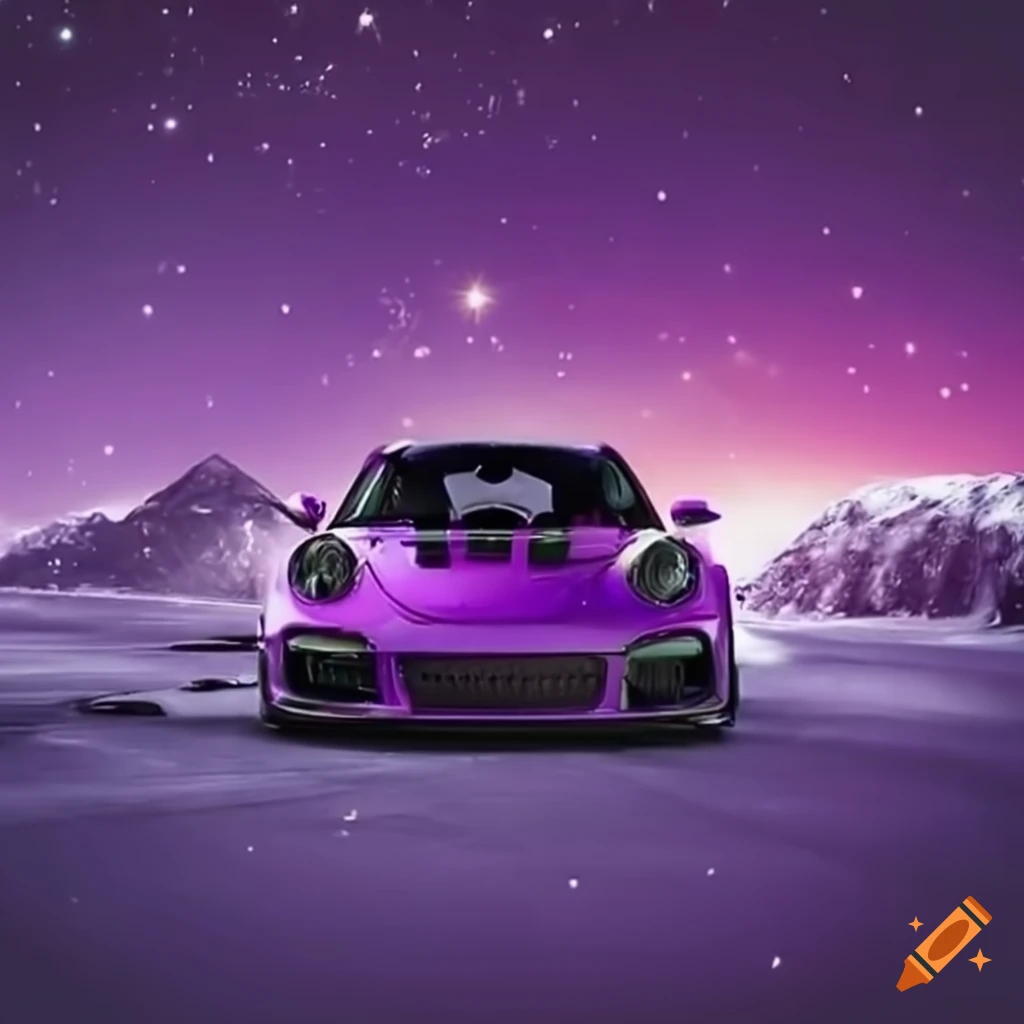 Purple porsche gt3 rs with christmas decorations on Craiyon
