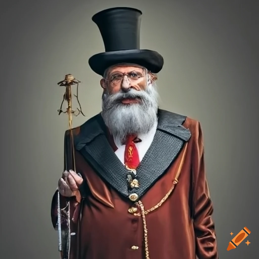 Man dressed as a mayor with a black hat