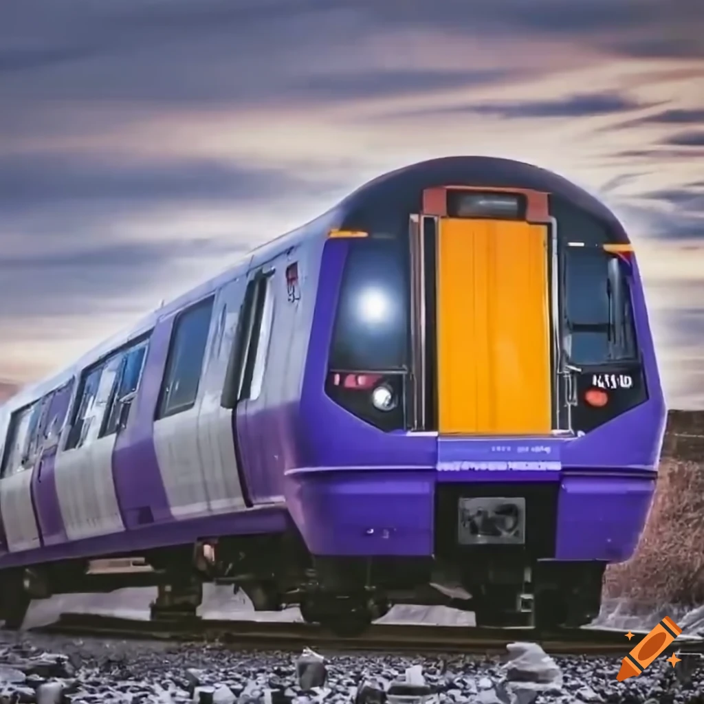 Glasgow subway train next to scotrail class 320 on Craiyon