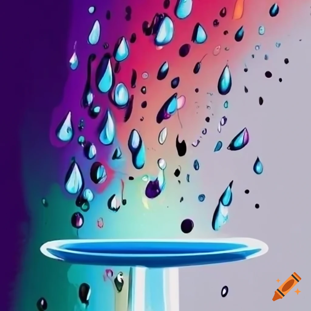 Pencil drawing of water pouring into a sink