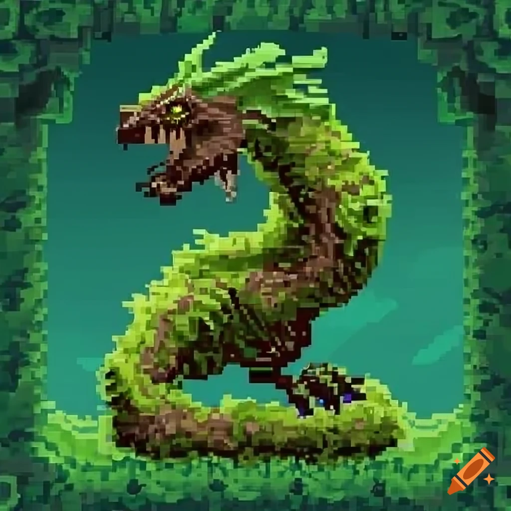Moss covered dragon in rpg maker art style on Craiyon