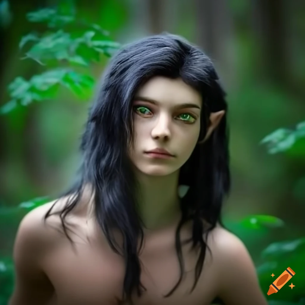 Feminine male moon elf in forest wearing gypsy clothing on Craiyon