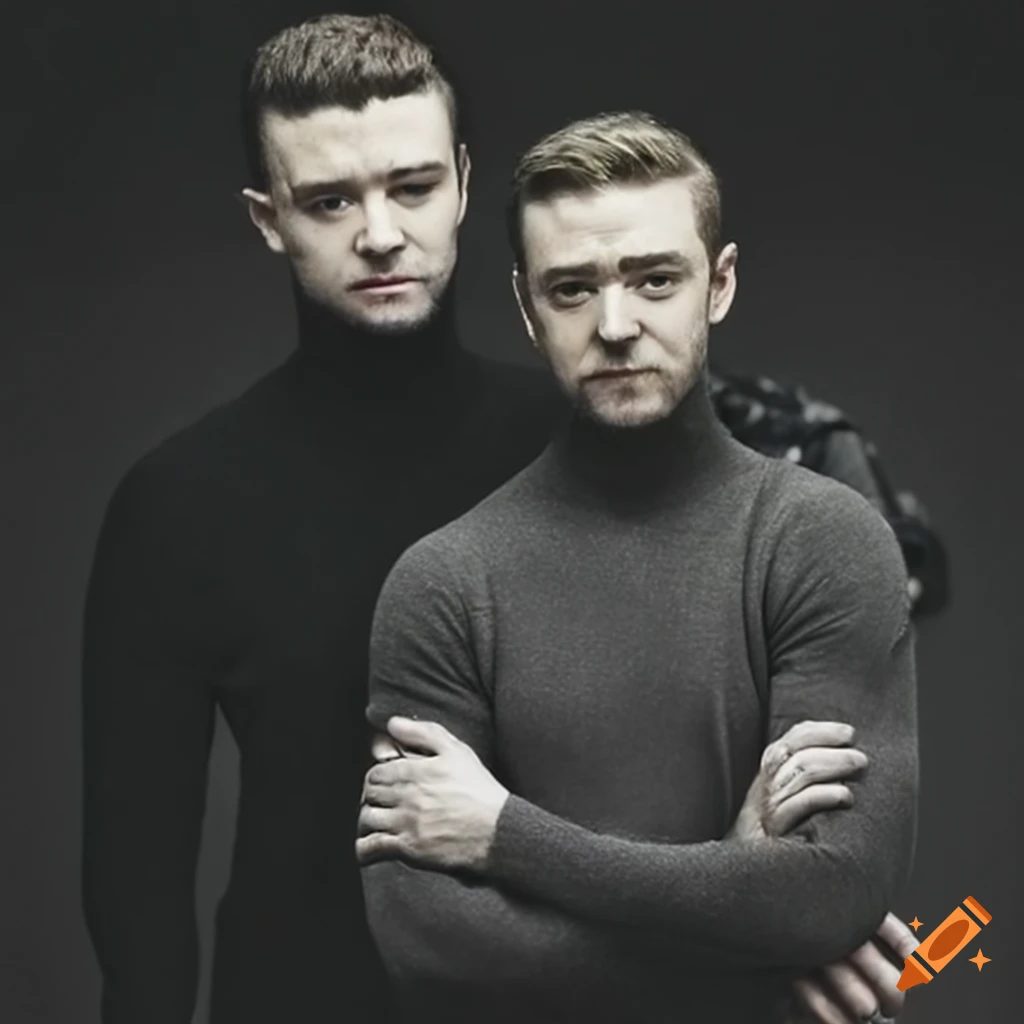 Justin timberlake wearing a turtleneck sweater and cargo pants on Craiyon