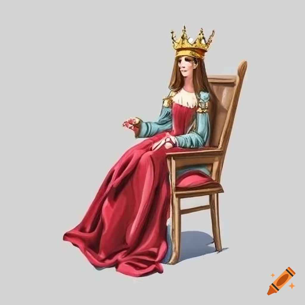 Medieval princess sitting on a white chair