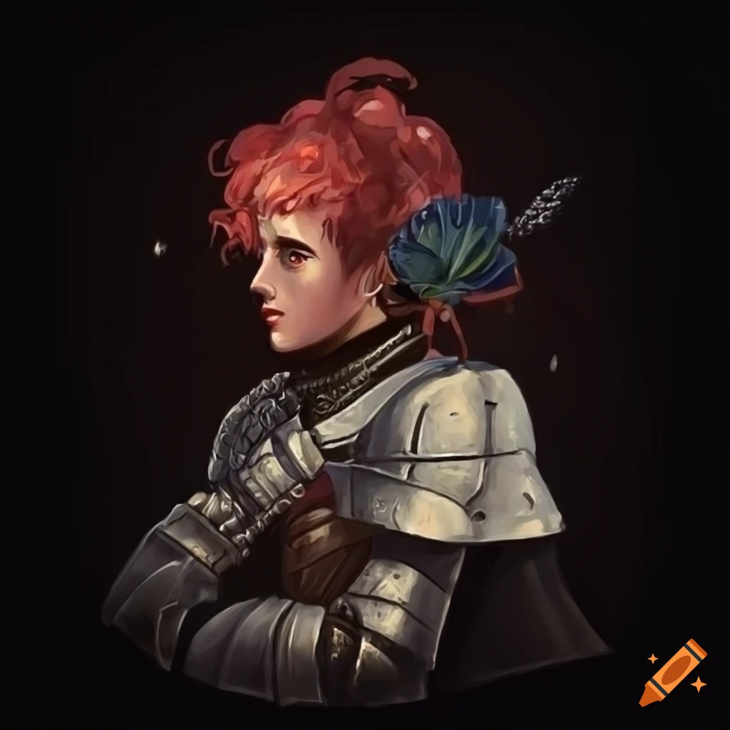 Romantic knight with a rose on his helmet on Craiyon