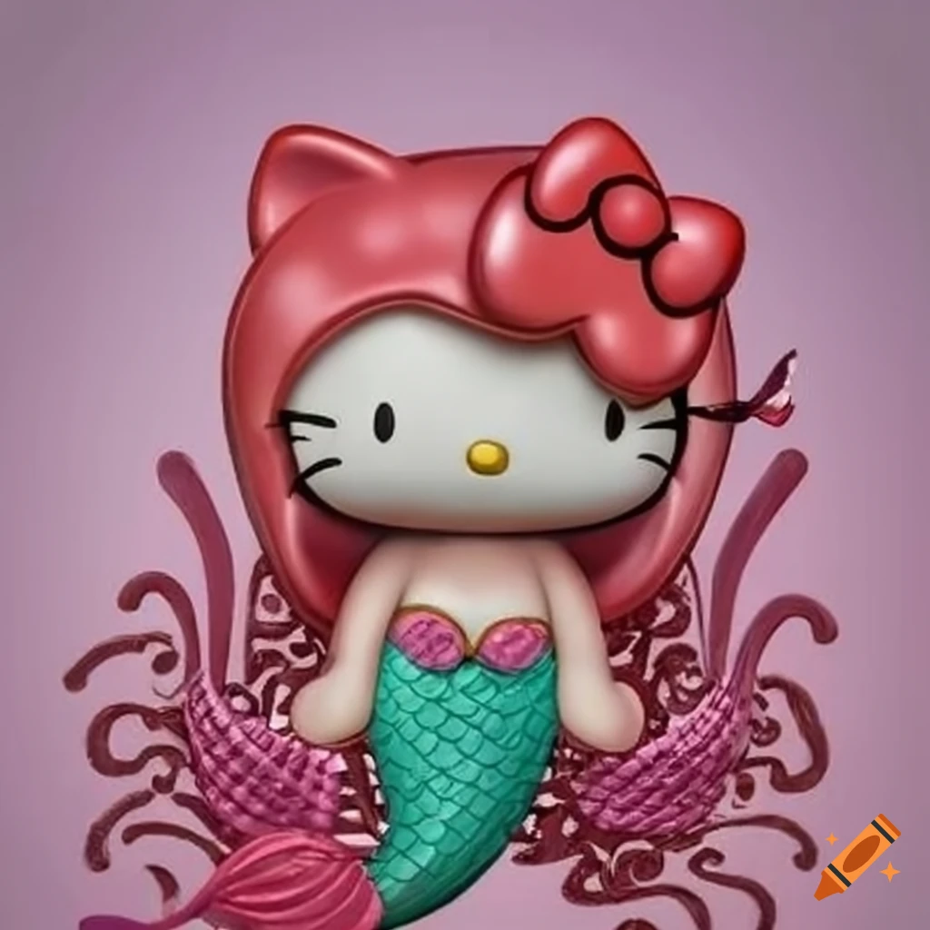 Hello kitty dressed as a little mermaid