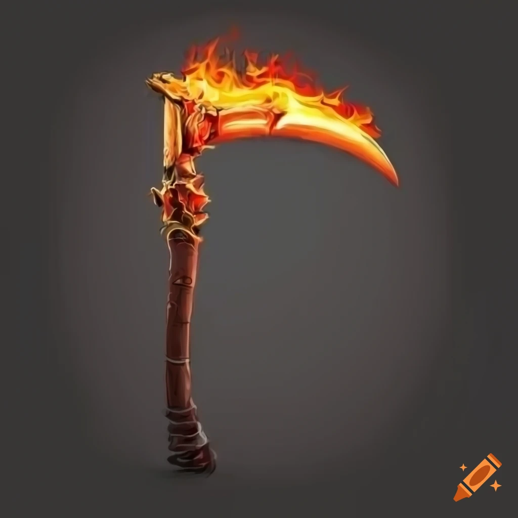 Concept art of a fire scythe on Craiyon