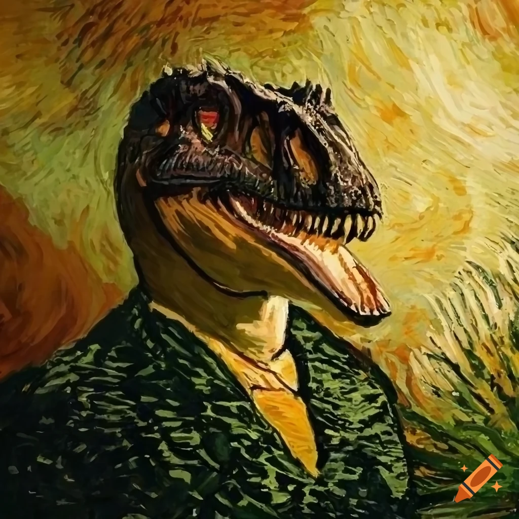 Van gogh style portrait of an allosaurus on Craiyon