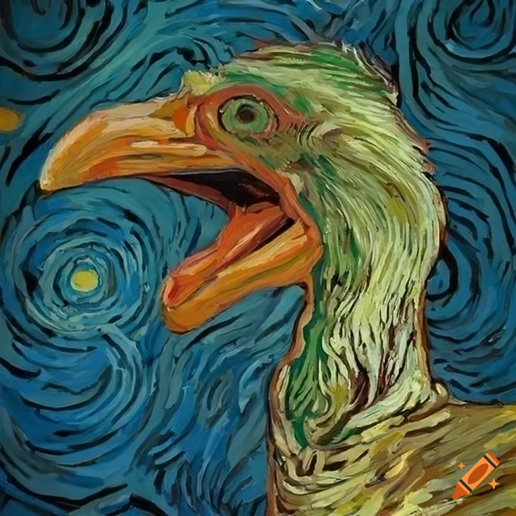 Portrait of archaeopteryx in van gogh style