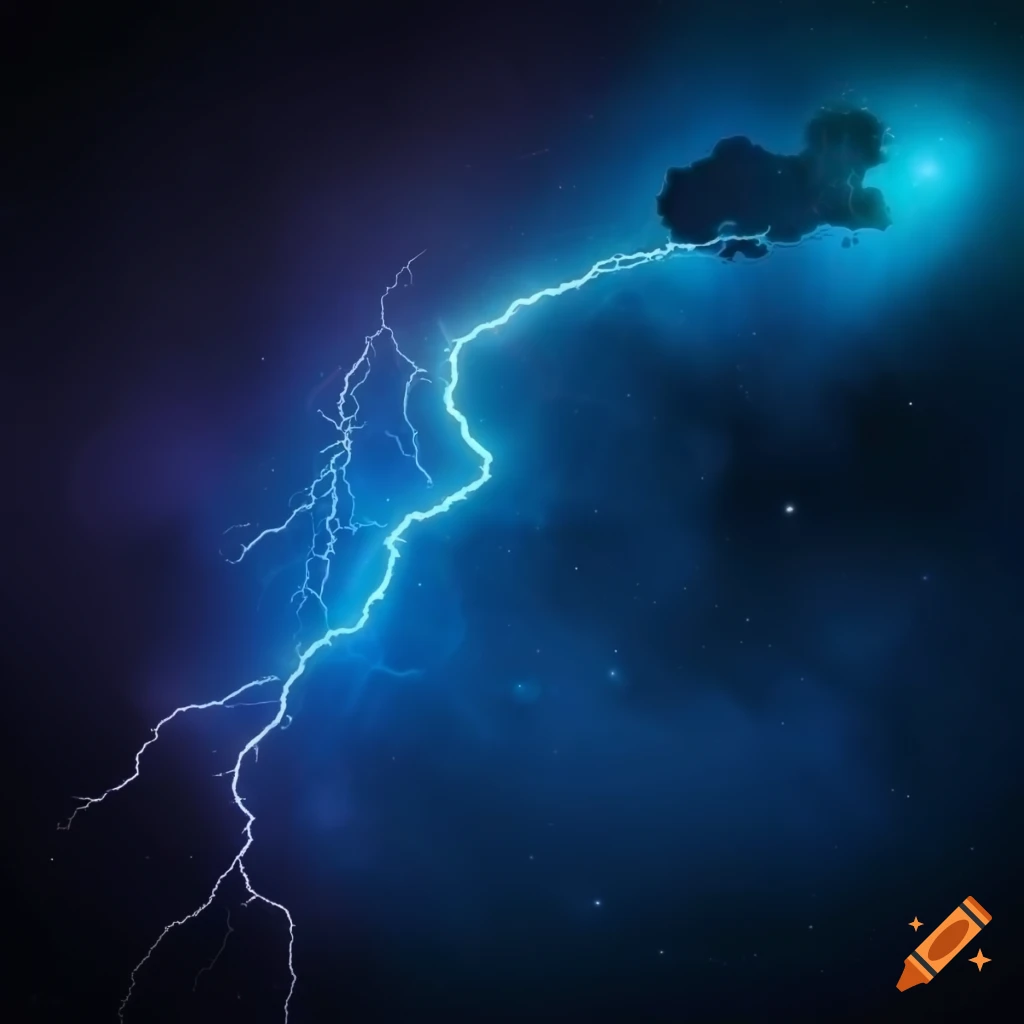 Space background with lightning