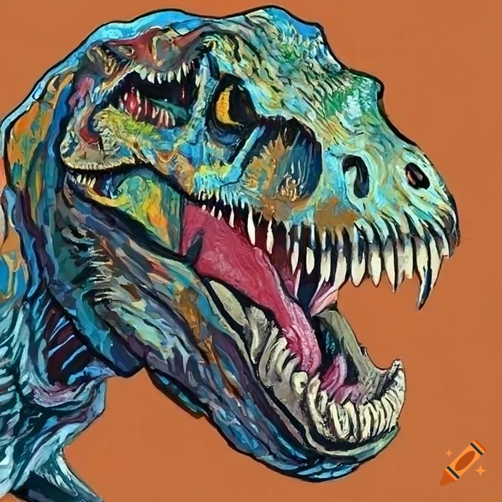Portrait of a t-rex in the style of van gogh on Craiyon