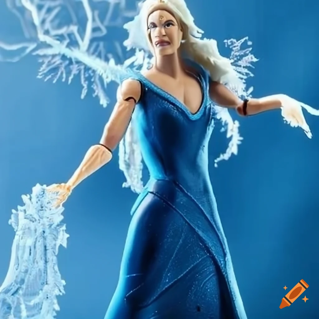 Action figure of a muscular ice queen with thunder-snow power