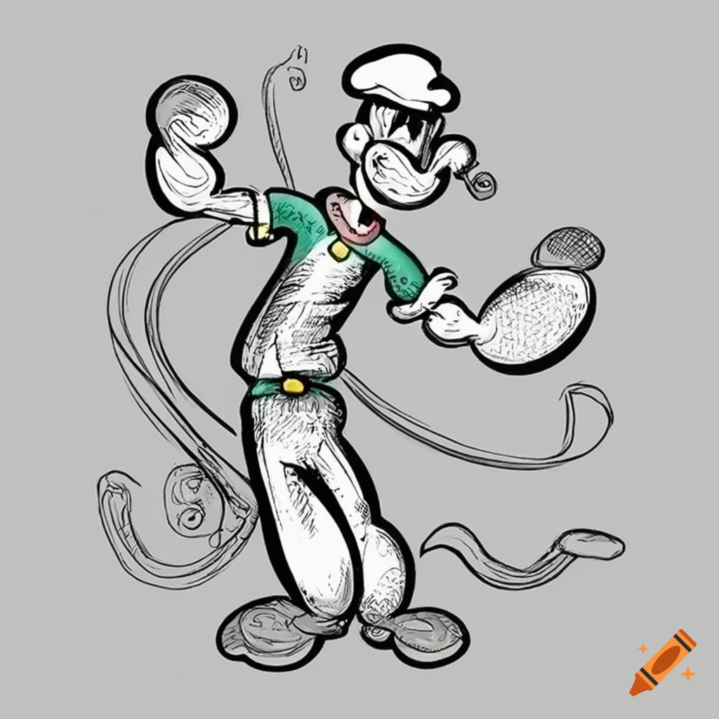Image of a villainous popeye with superpowers on Craiyon