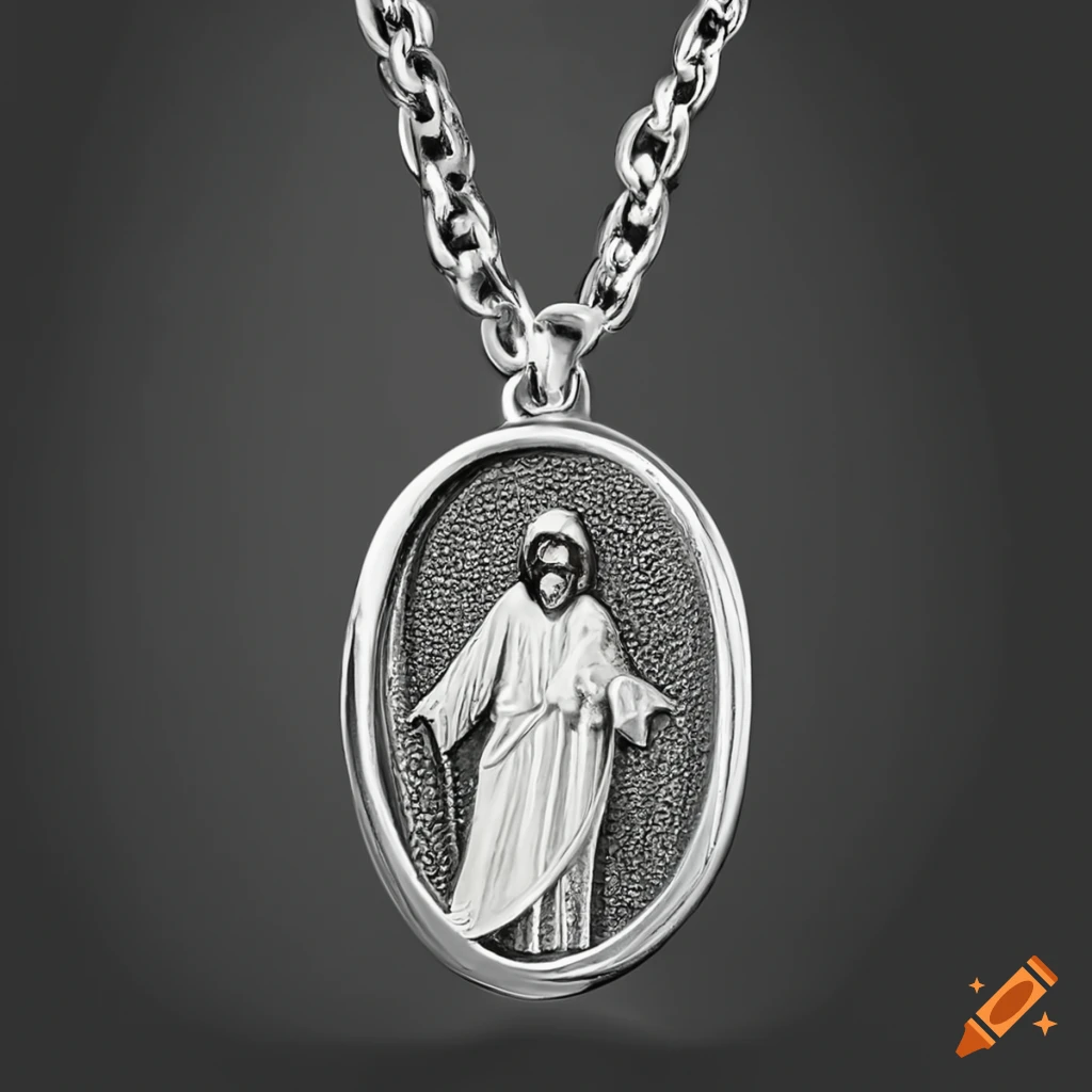 Silver chain with jesus pendant