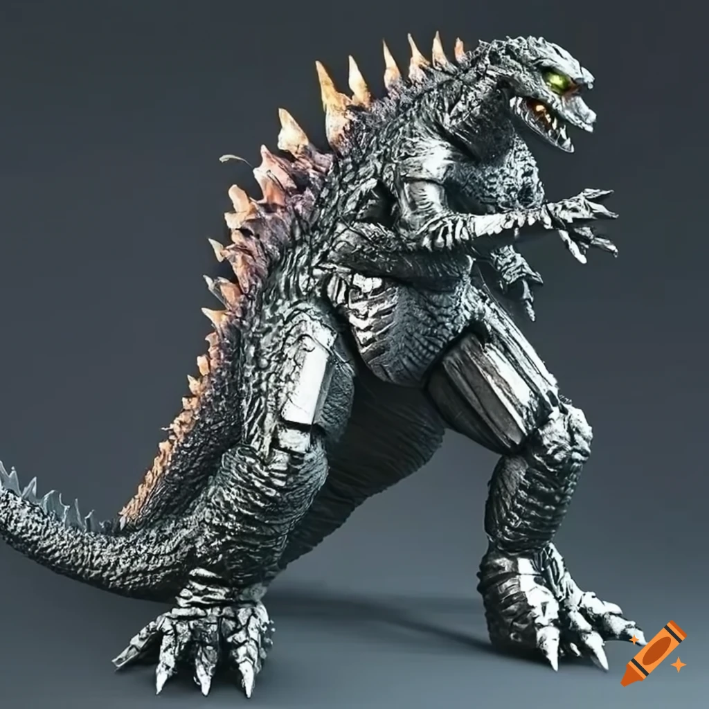 Metallic godzilla in heavy armor