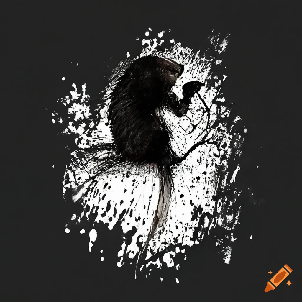 Black ink splatter beaver artwork