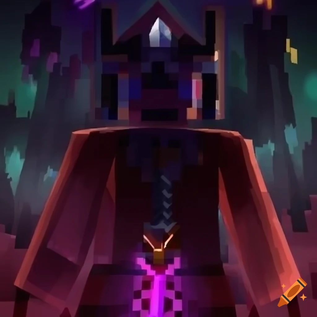 Minecraft ender eye art with swords