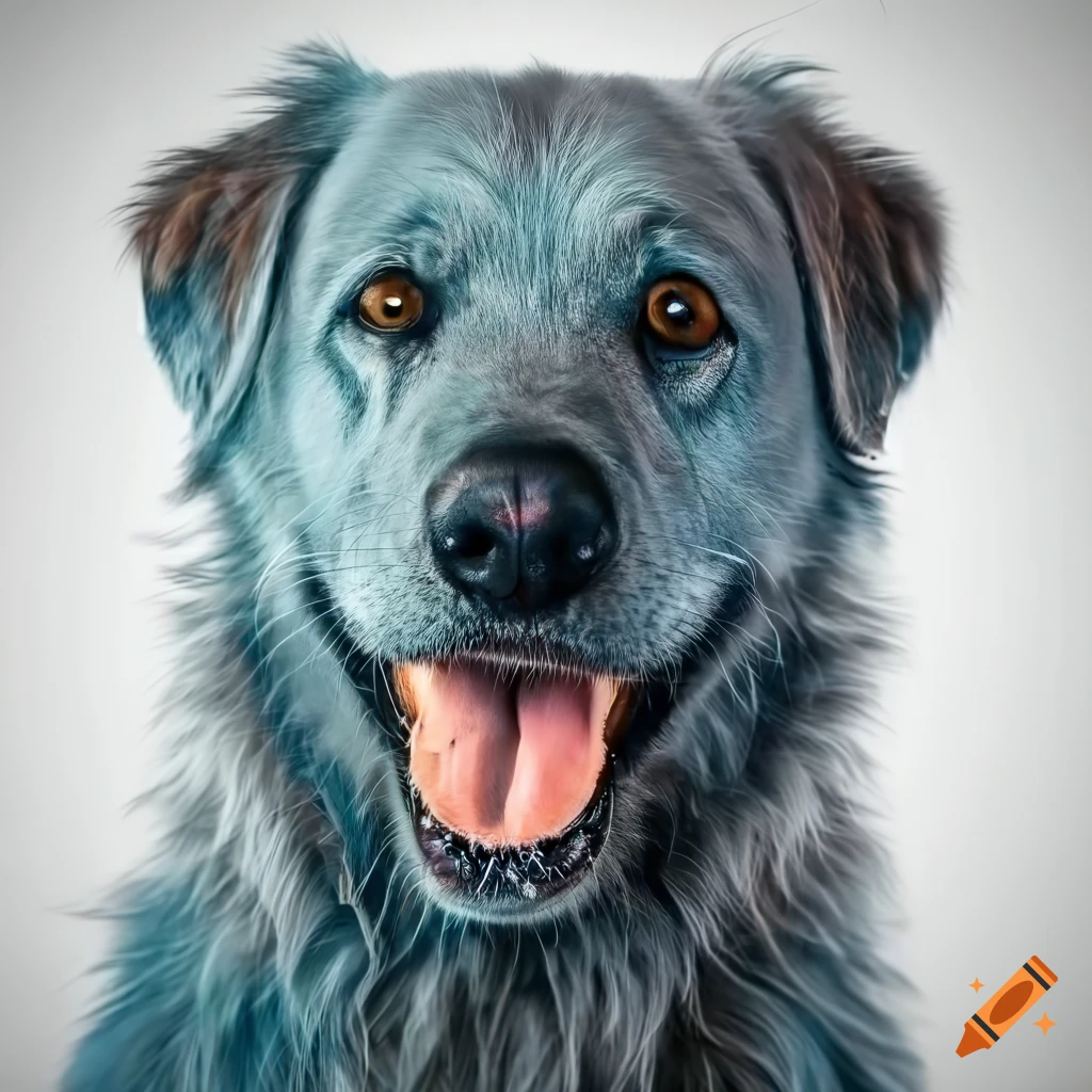 Surreal photo of a blue golden retriever with multiple eyes on Craiyon