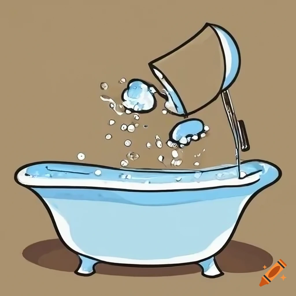 Drawing of water pouring into a bathtub