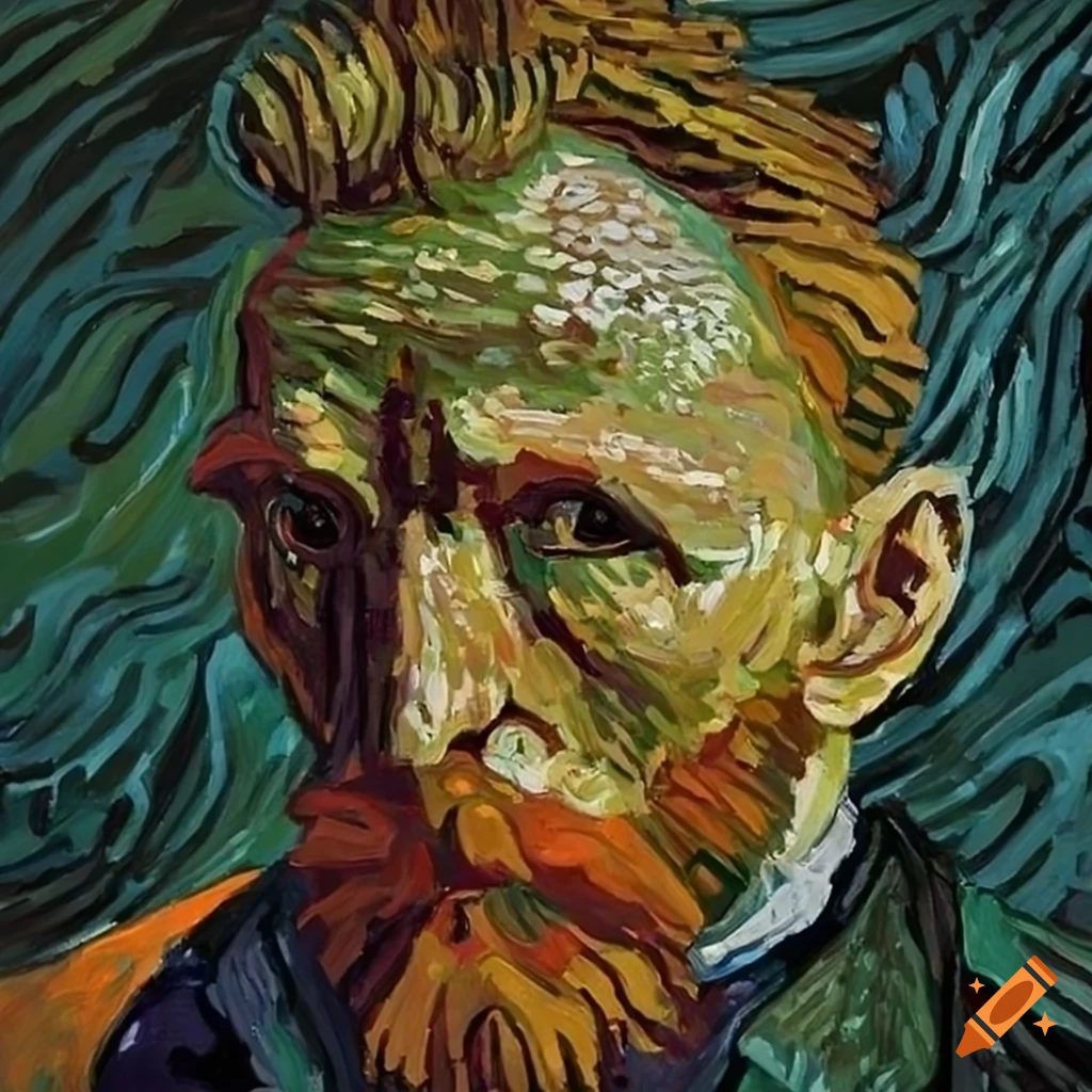Portrait of a brachiosaurus in van gogh style