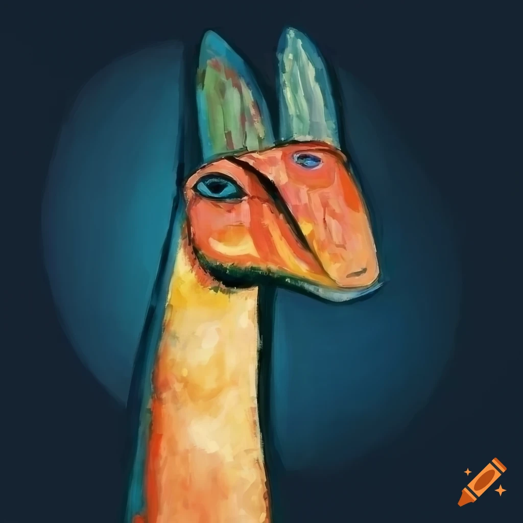 Stegosaurus portrait in modigliani style