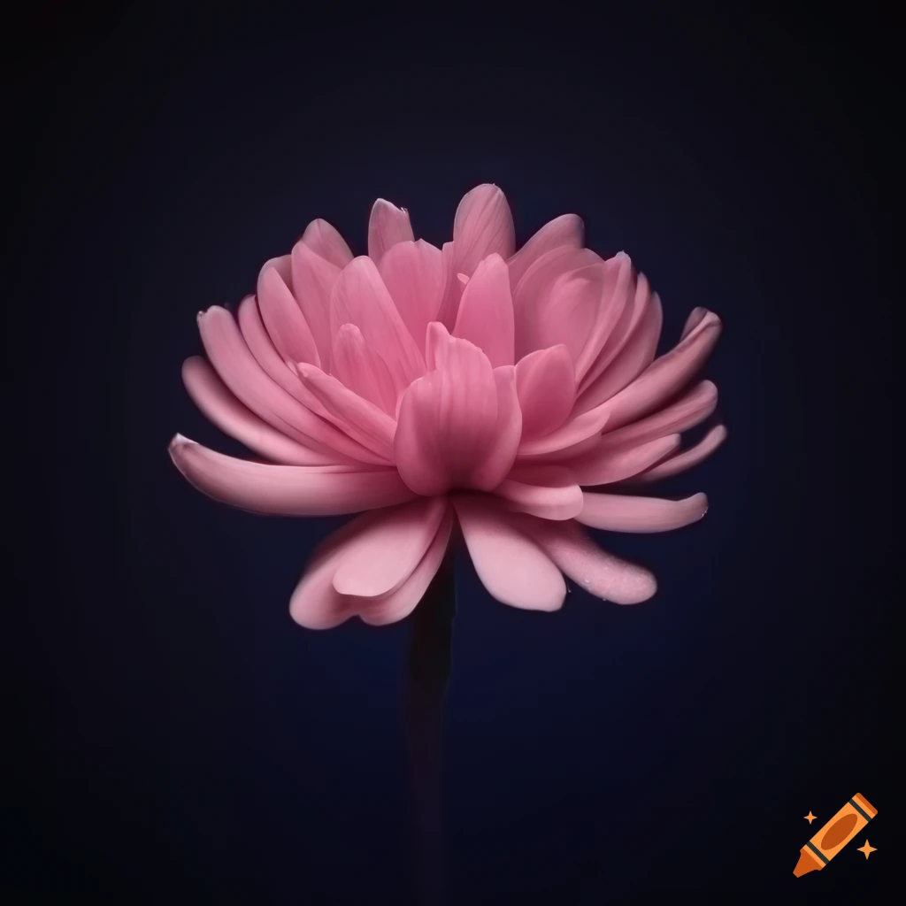 Soft pink flower on midnight blue background on Craiyon