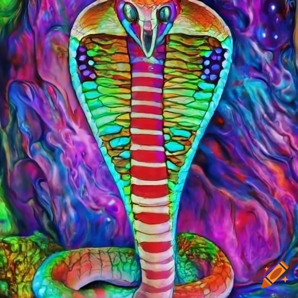 Surrealistic image of a cosmic cobra in a prehistoric cave on Craiyon