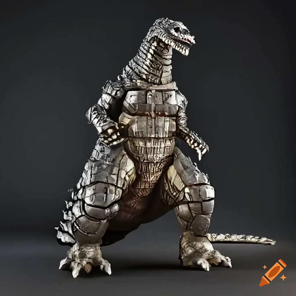 Image of heavily armored metallic godzilla on Craiyon