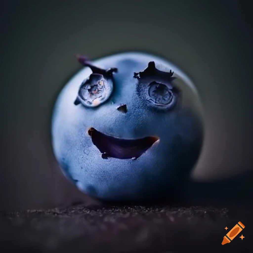 Realistic blueberry with a happy face