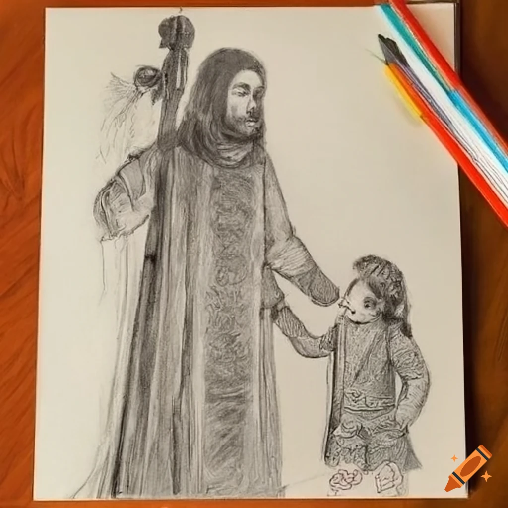 Portrait of charlemagne as a child with his teacher alcuin on Craiyon