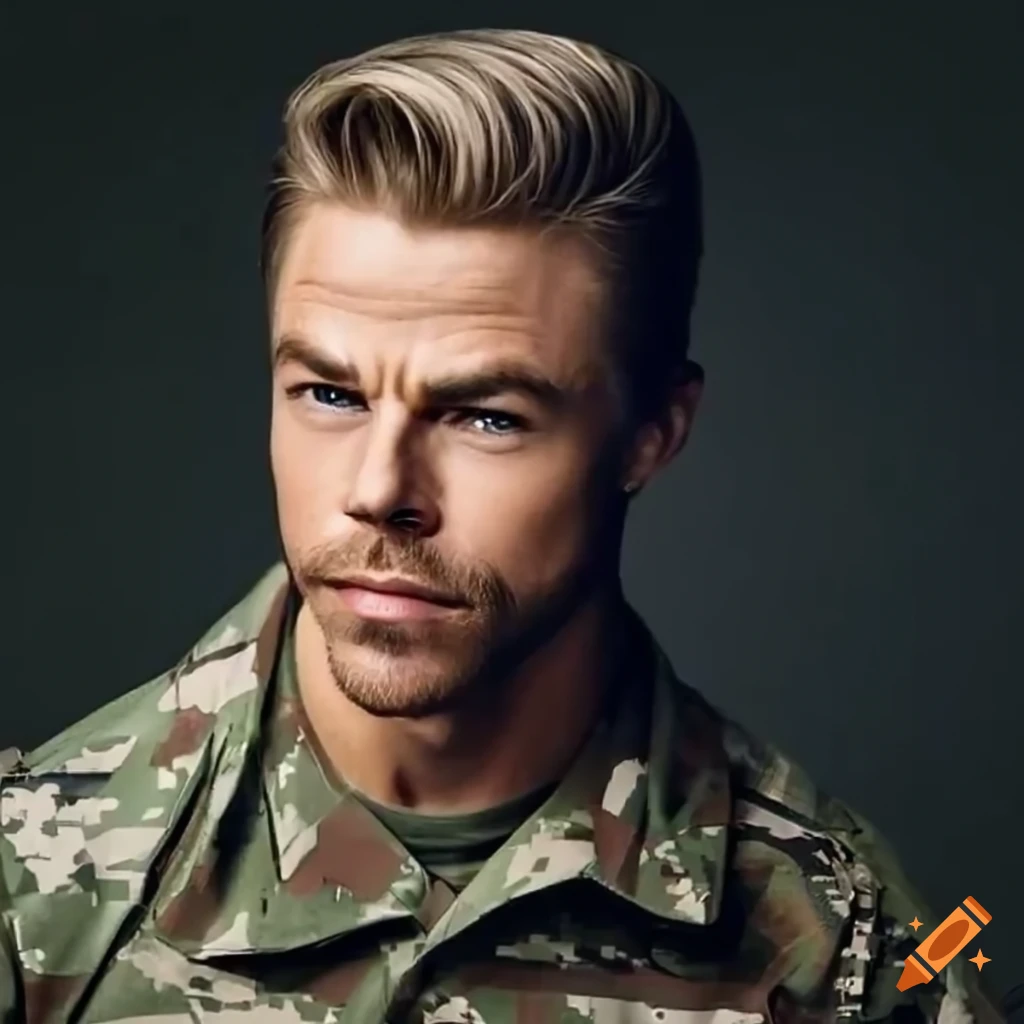 Derek hough in stylish military attire