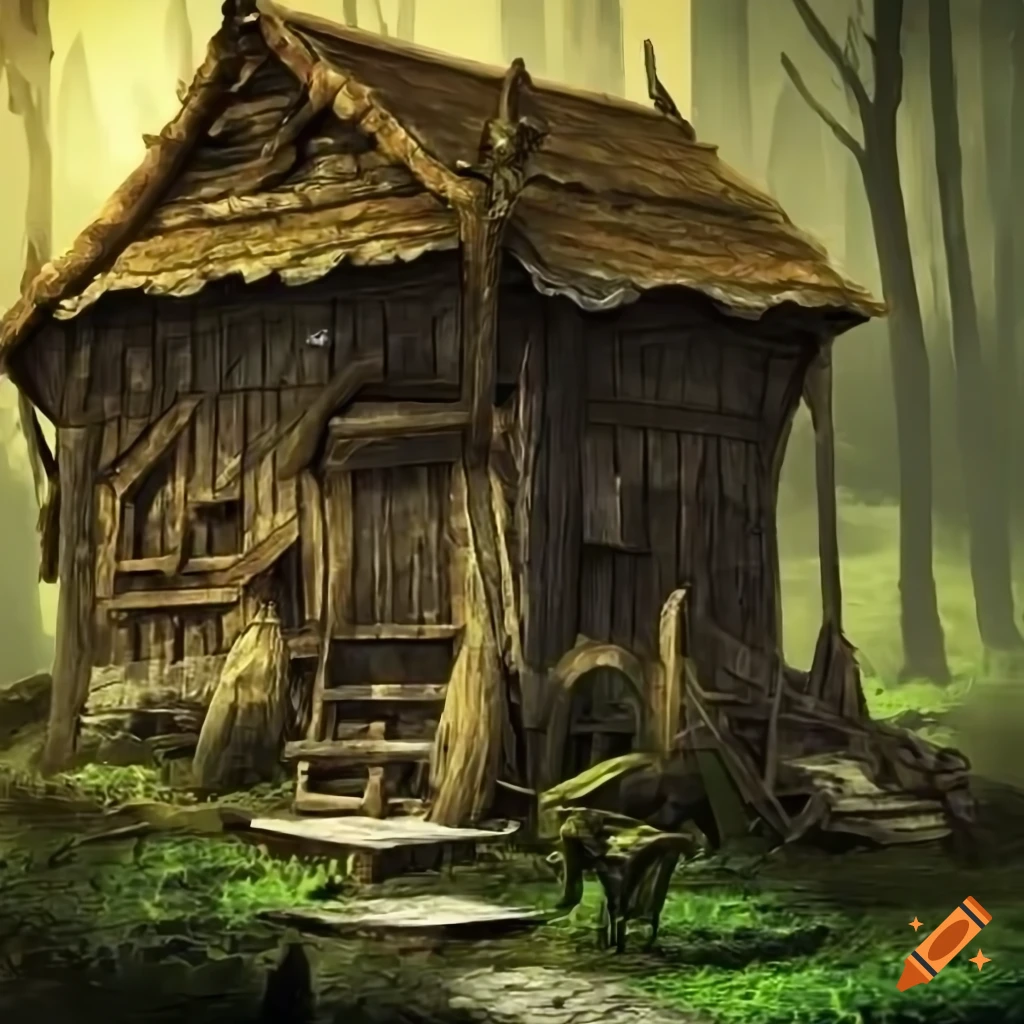 Medieval fantasy forest shack