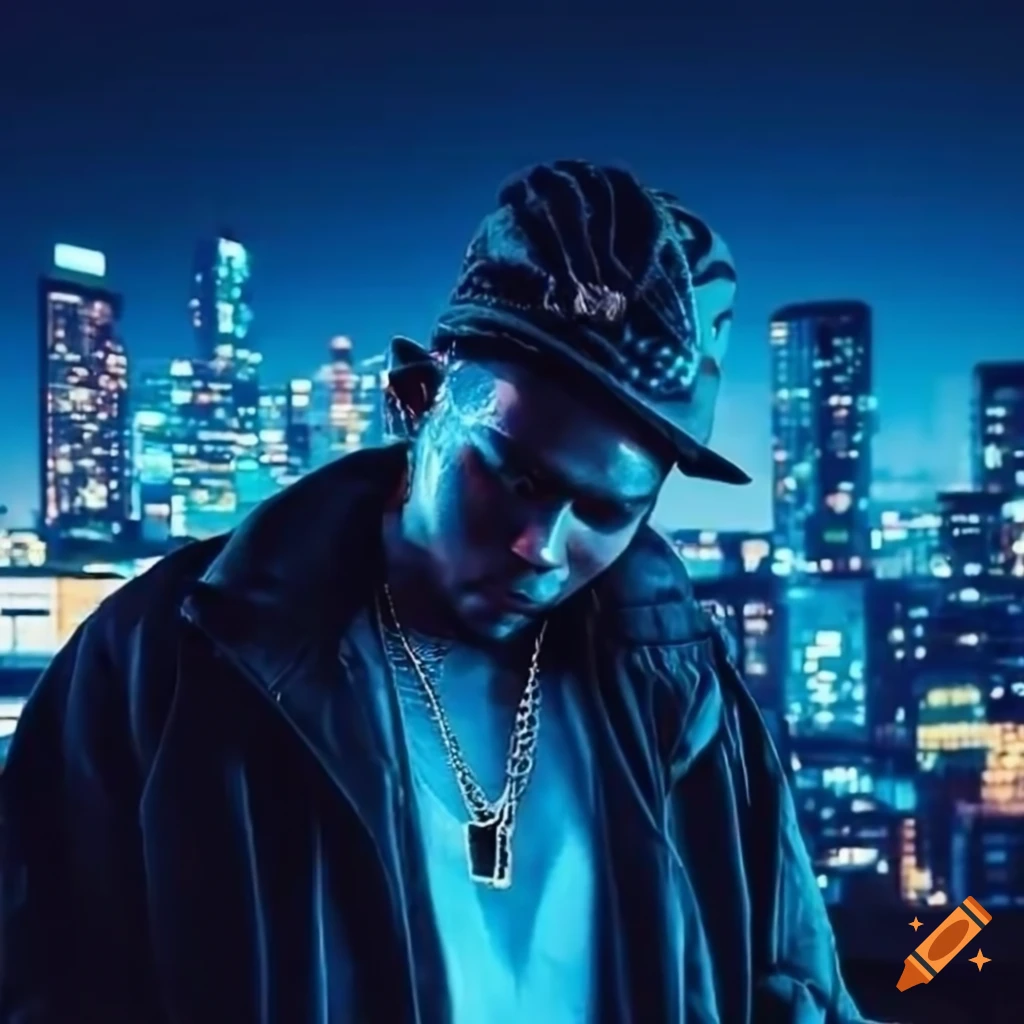 Urban rapper at night on Craiyon