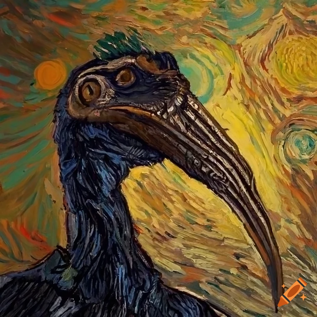 Artistic portrait of an Archaeopteryx in van gogh style on Craiyon