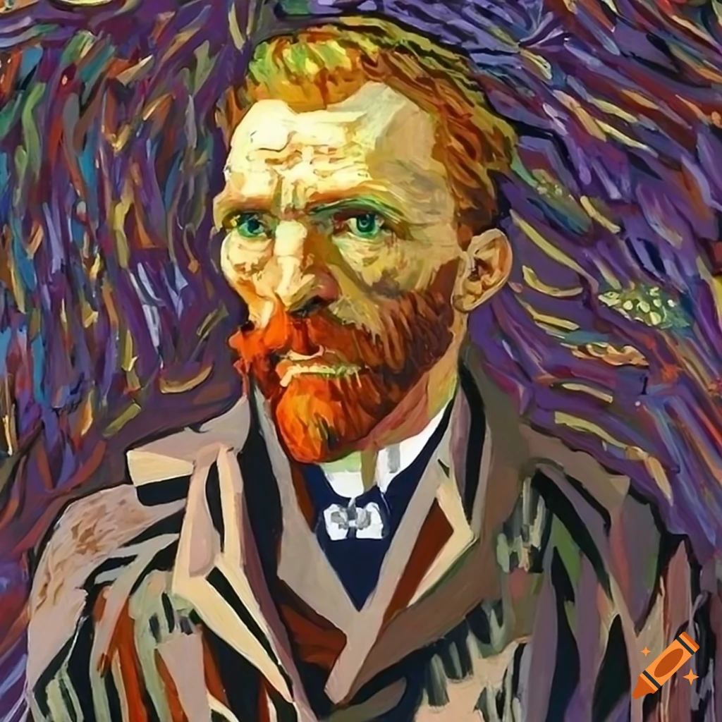 Portrait of a brachiosaurus in van gogh style