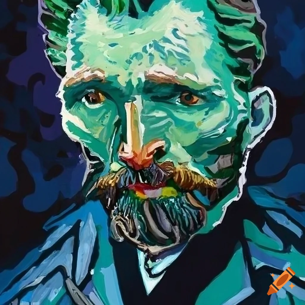 Portrait of a mosasaurus in van gogh style