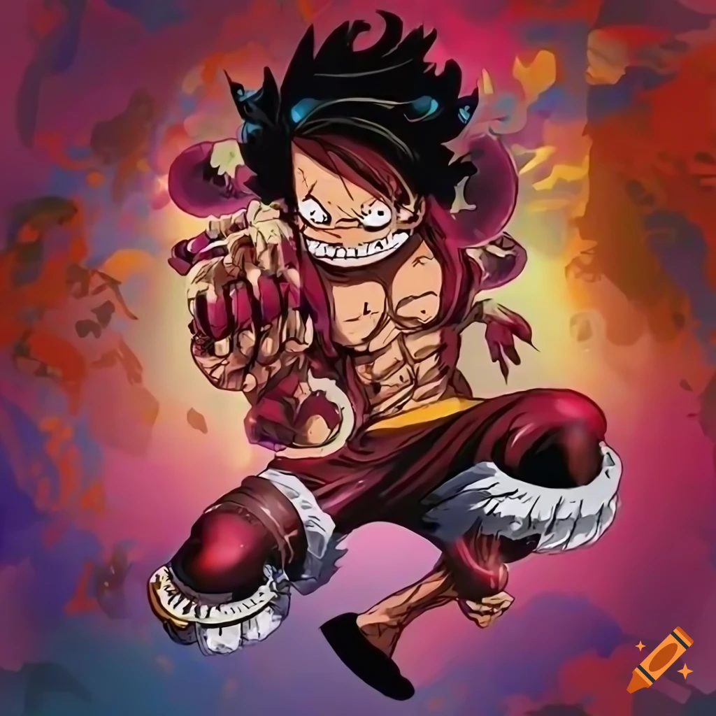 Luffy using gear 4 in vibrant illustration on Craiyon