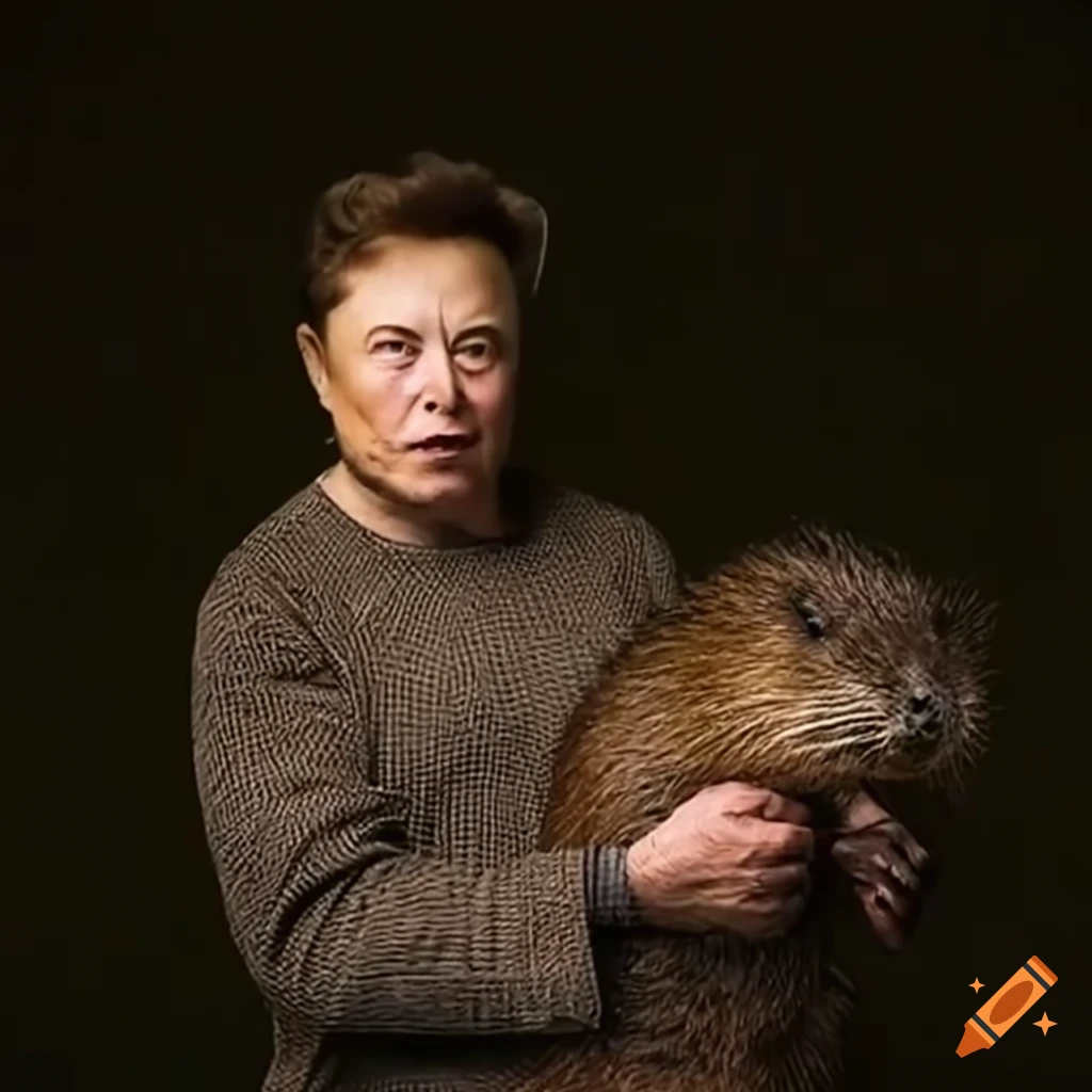 Elon musk holding a muskrat on Craiyon