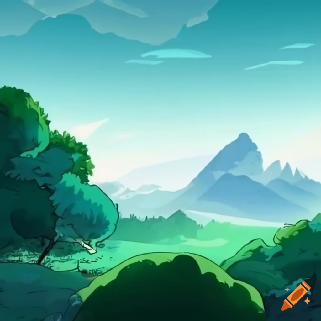 Steven universe background with mountains and trees