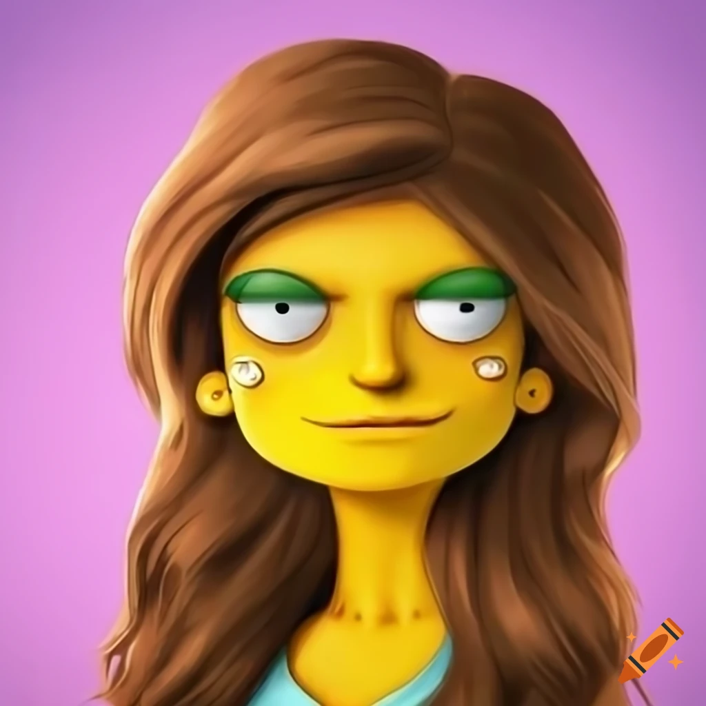 Simpsons character with brown hair and green eyes