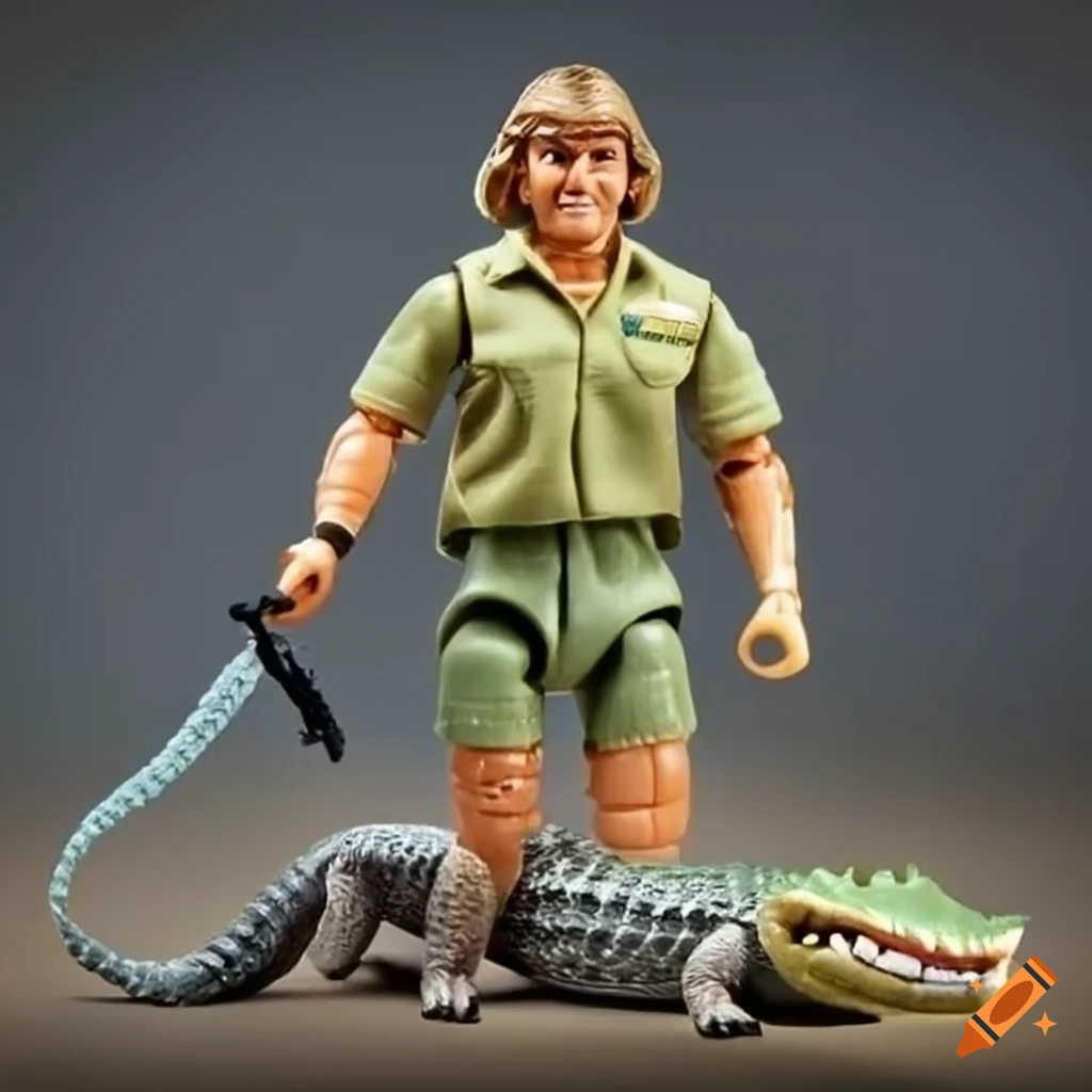 Steve irwin action figure with a crocodile