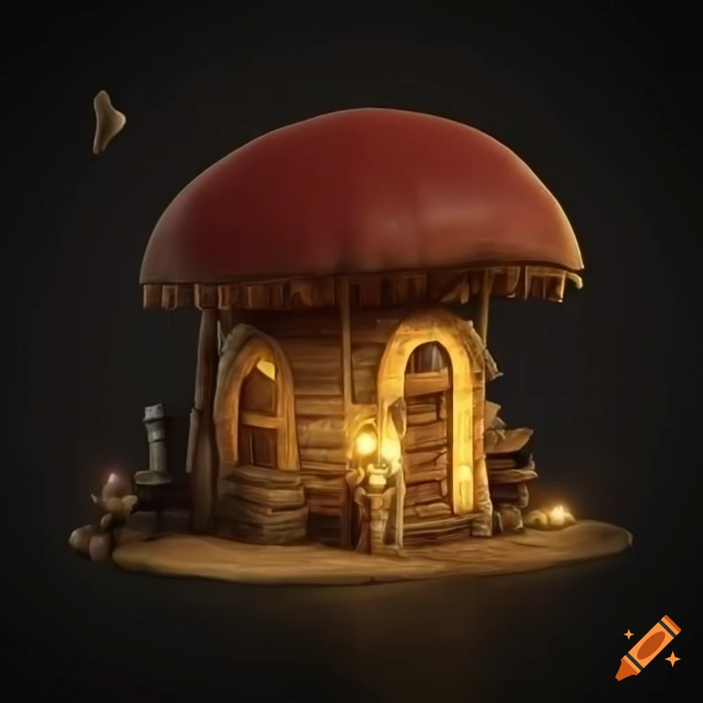 Medieval fantasy mushroom shack on Craiyon