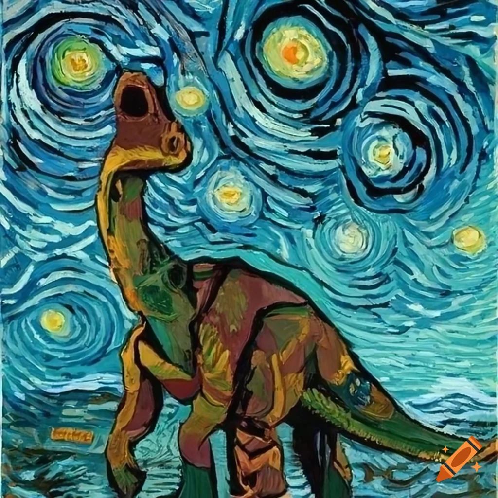 Stegosaurus portrait in the style of van gogh