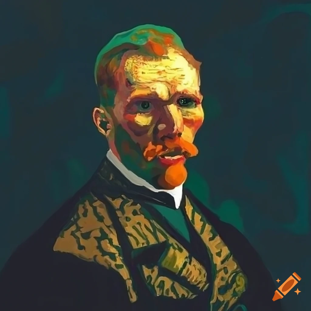 Portrait of a brachiosaurus in van gogh style